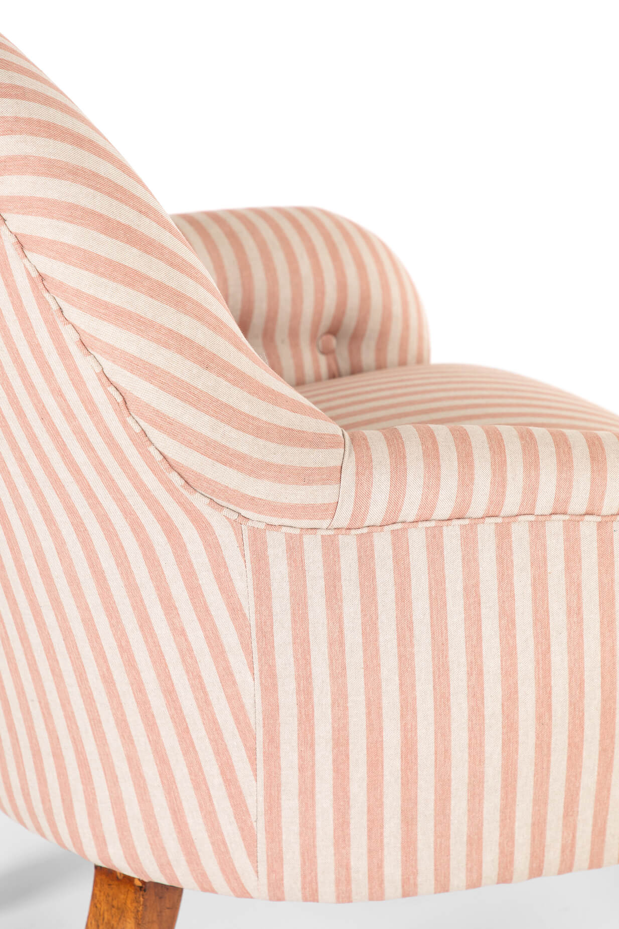 Victorian Pink stripe Button Back | Pointers Antiques